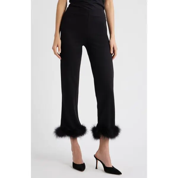 Mango Feather Hem Capri Trousers - Black