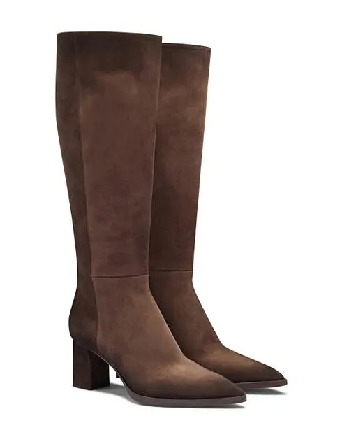 Santoni Suede Mid-heel Boot