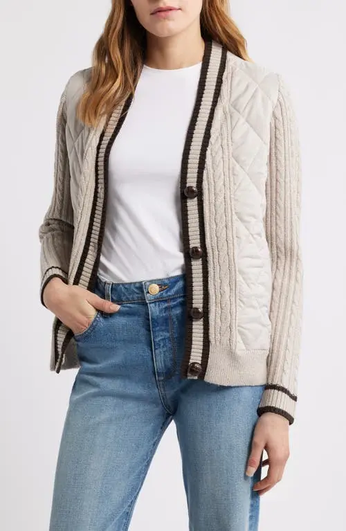 CITY BLUES Quilted Cable Stitch Cardigan