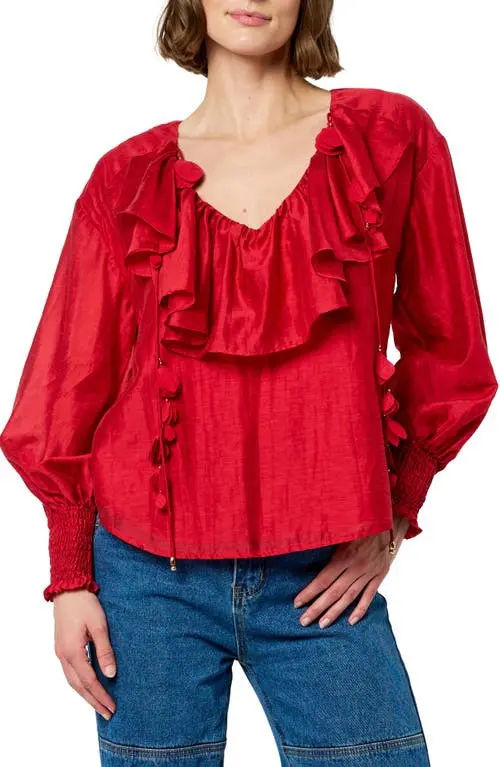CIEBON Saruma Satin Ruffle Collar Blouse
