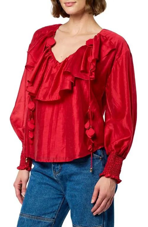 CIEBON Saruma Satin Ruffle Collar Blouse