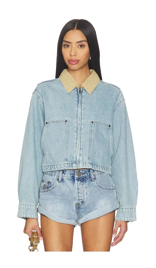 Blanknyc Cropped Denim Jacket - Coffee Run