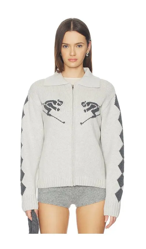 Rails Rhea Zip-up Sweater With Ski Motif
