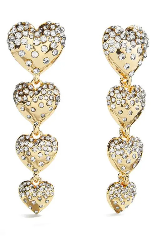 Baublebar Isabelle Pavé Heart Linear Drop Earrings - Gold/clear