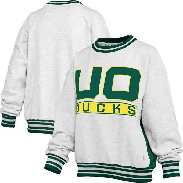 PRESSBOX Green Oregon Ducks Endzone Crewneck Sweatshirt