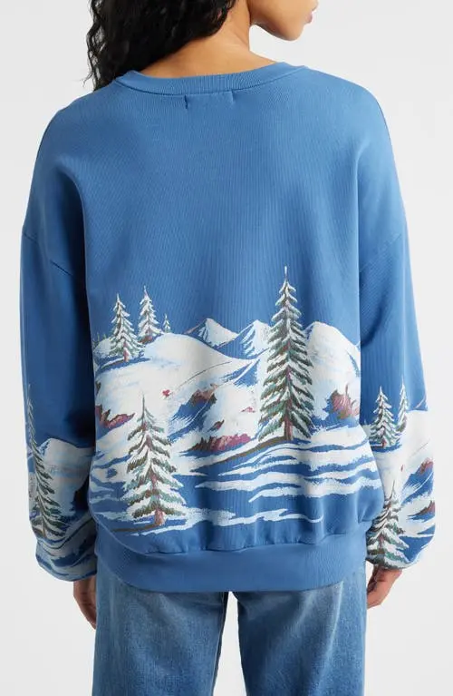 Daydreamer Alpine Scene Graphic Cotton Sweatshirt