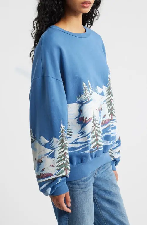 Daydreamer Alpine Scene Graphic Cotton Sweatshirt