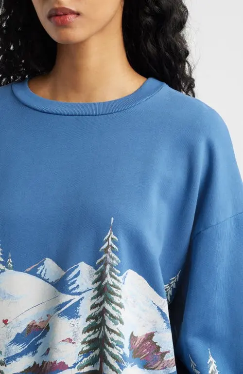 Daydreamer Alpine Scene Graphic Cotton Sweatshirt