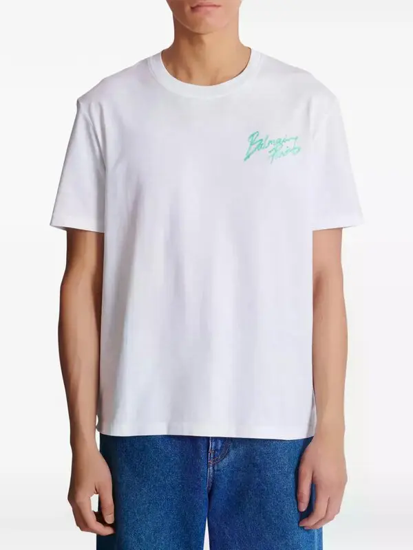Balmain T-shirt With Paris Brush Print - White