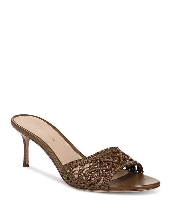 Veronica Beard Tia Woven Mules - Chestnut