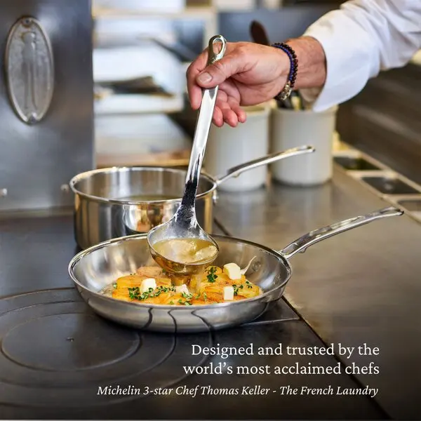 HESTAN Probond Luxe 11 Polished Professional Clad Stainless Steel Skillet With Lid