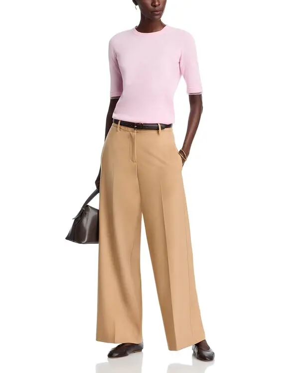 Fabiana Filippi Wool Blend Wide Leg Trousers - Medium Brown