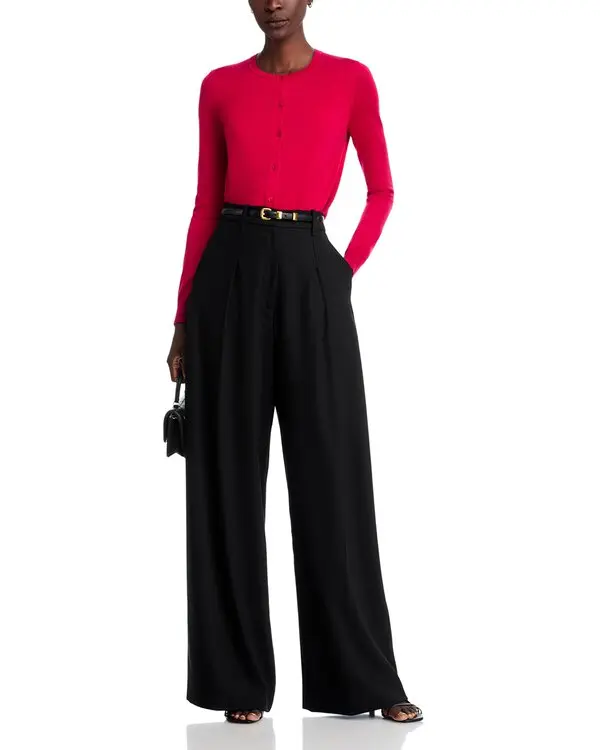 Carolina Herrera Long Sleeve Crewneck Cardigan - Claret