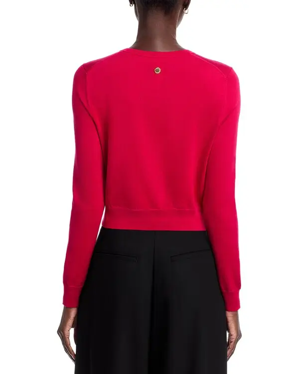 Carolina Herrera Long Sleeve Crewneck Cardigan - Claret