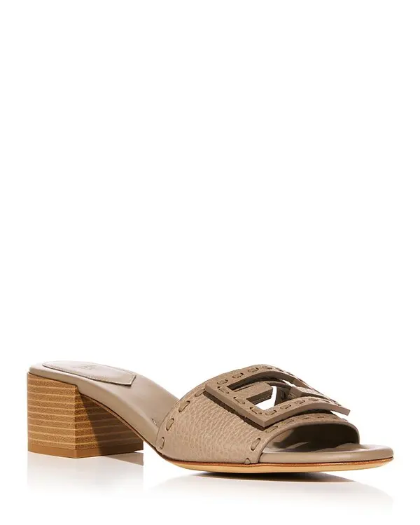 Fendi Baguette Block Heel Sandals - Taupe
