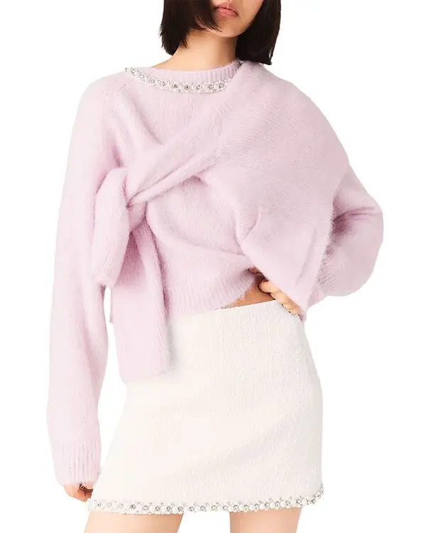 Maje Pearl Trim Tweed Mini Skirt - Ecru