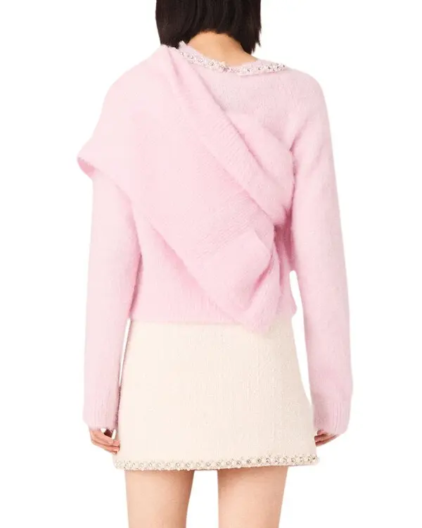 Maje Pearl Trim Tweed Mini Skirt - Ecru