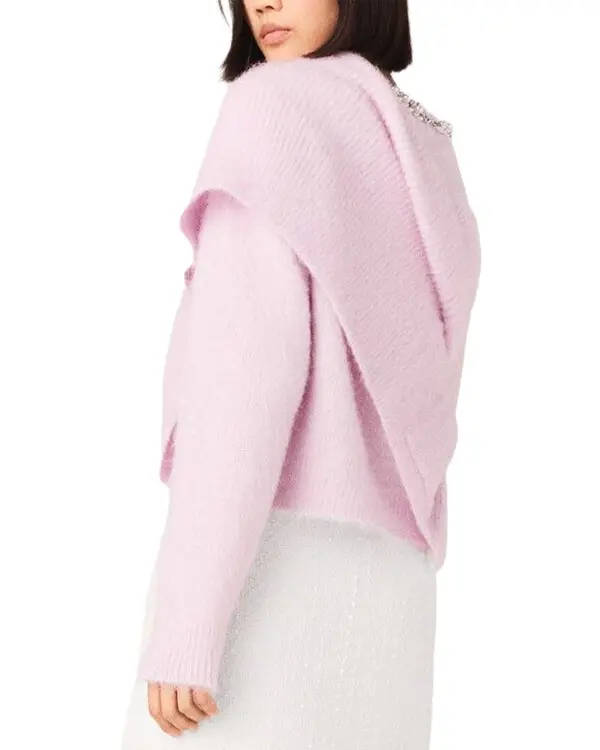 Maje Pearl Trim Tweed Mini Skirt - Ecru