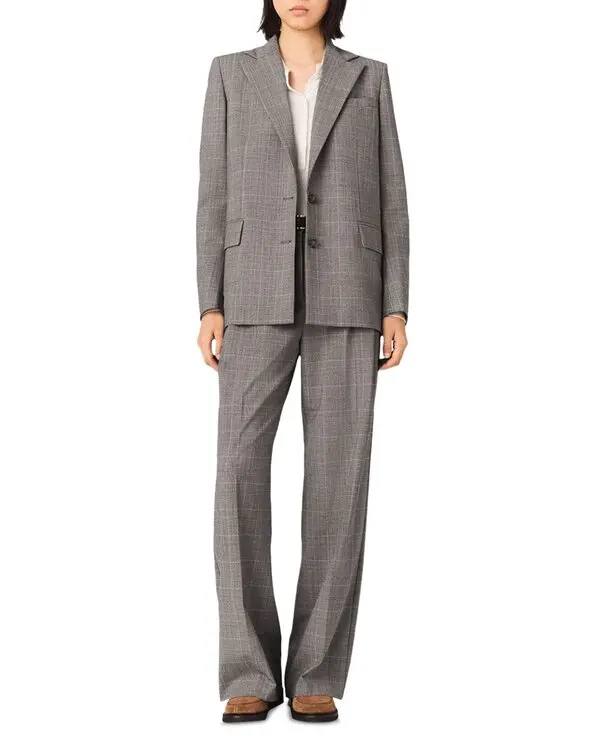 Maje Checked Oversized Blazer