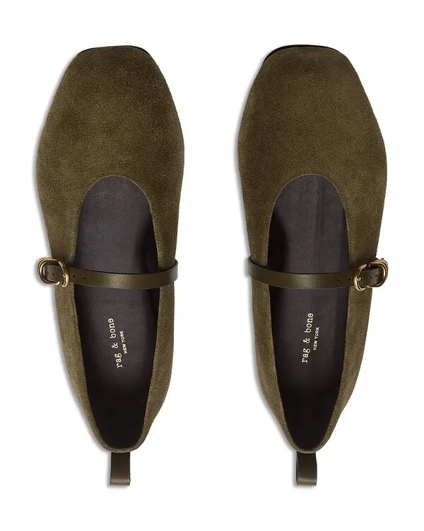Rag & Bone Spire Mary Jane Flats - Olive Suede