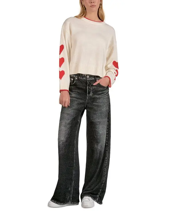 Elan Crewneck Heart Sleeve Sweater