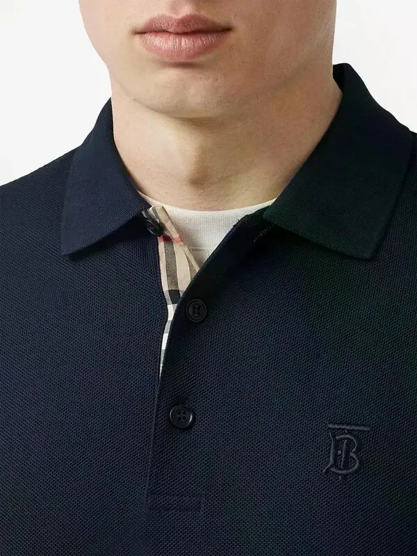 Burberry Logo-embroidered Polo Shirt - Blue