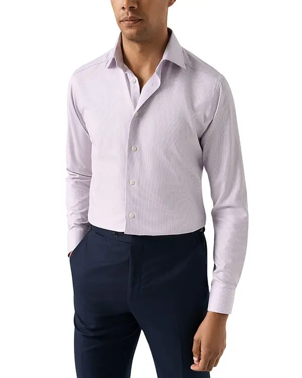 Eton Contemporary Fit Textured Twill Shirt - Medium Pink