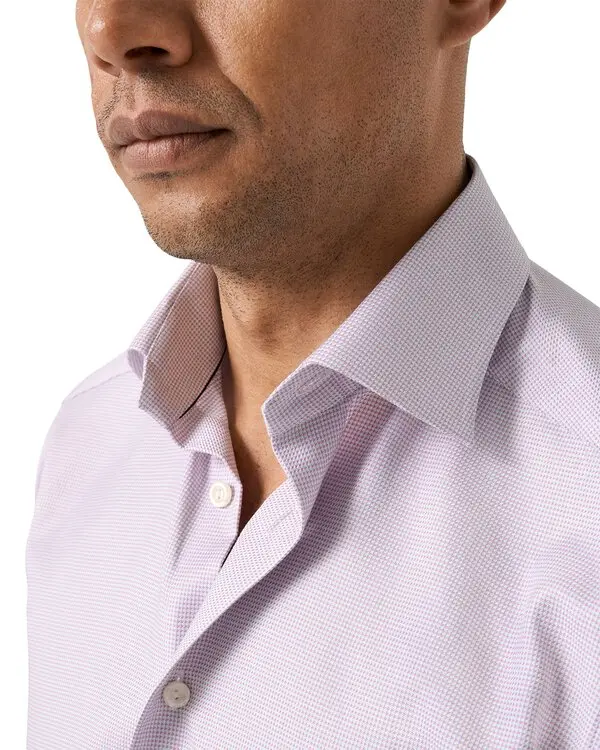 Eton Contemporary Fit Textured Twill Shirt - Medium Pink