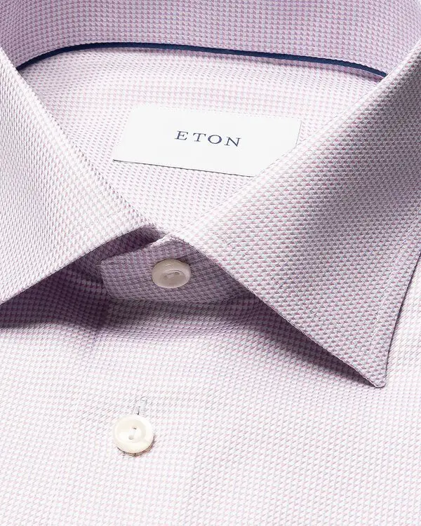 Eton Contemporary Fit Textured Twill Shirt - Medium Pink