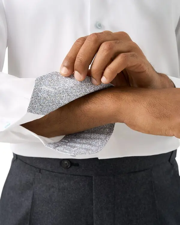 Eton Signature Twill Solid Slim Fit Dress Shirt With Floral Detail