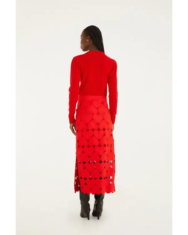 Farm Rio Hearts Linen Midi Skirt