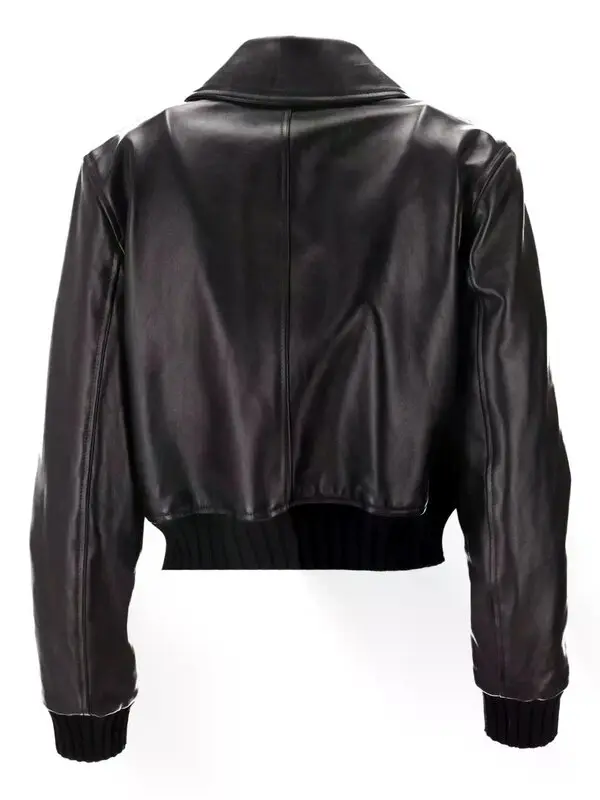 LA ROSE Buttoned Leather Jacket - Black