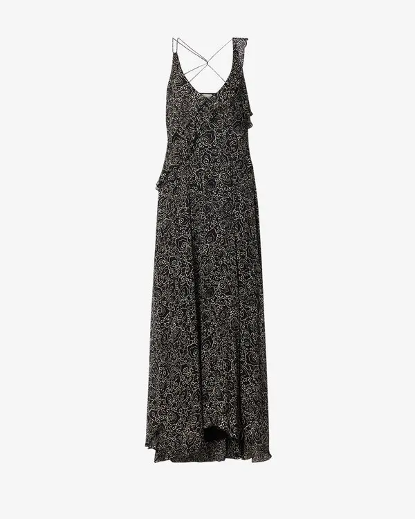 MARANT ETOILE Luxie Printed Muslin Dress - Black/ecru