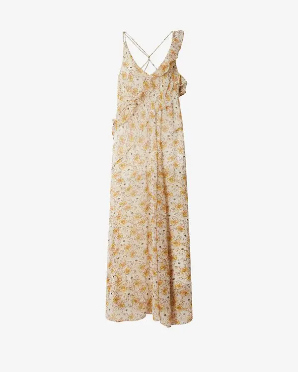 ETOILE Luxie Printed Muslin Dress - Light Yellow-ecru