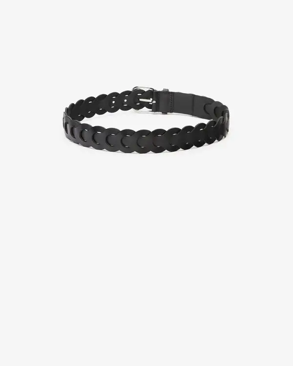 Isabel Marant Edena Braided Leather Belt - Black/silver