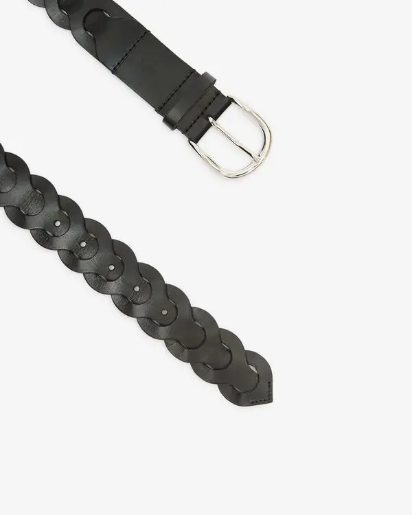 Isabel Marant Étoile Edena Braided Leather Belt - Black/silver
