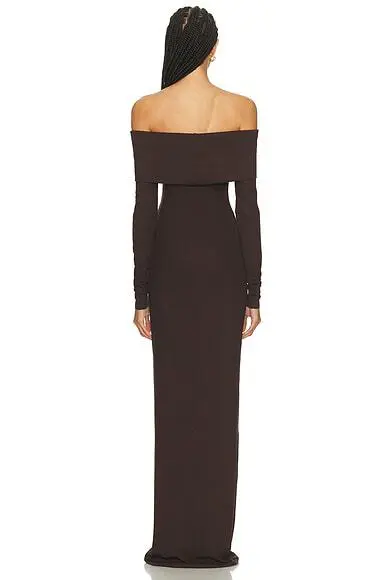 Eterne Long Sleeve Off Shoulder Maxi Dress