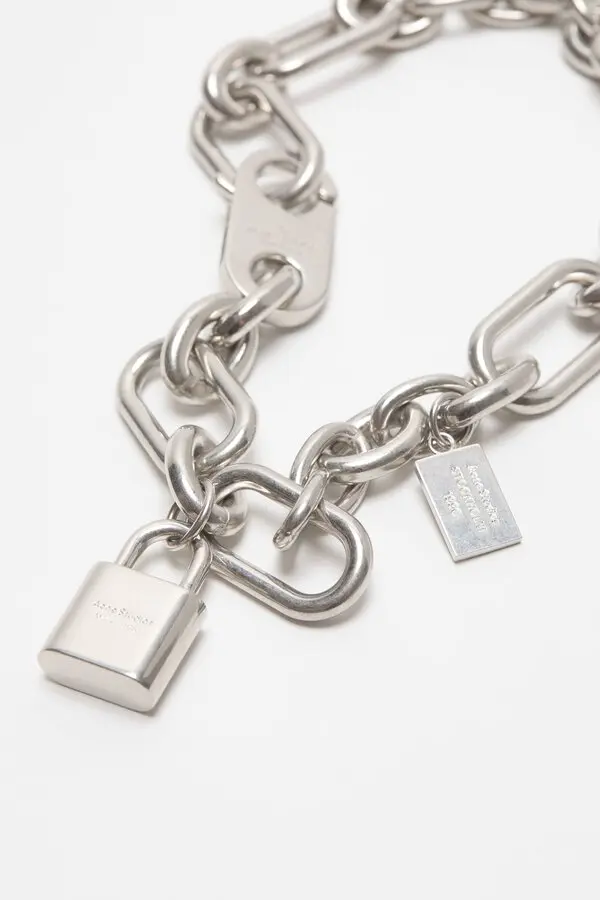 Acne Studios Logo Padlock Necklace - Vintage Silver