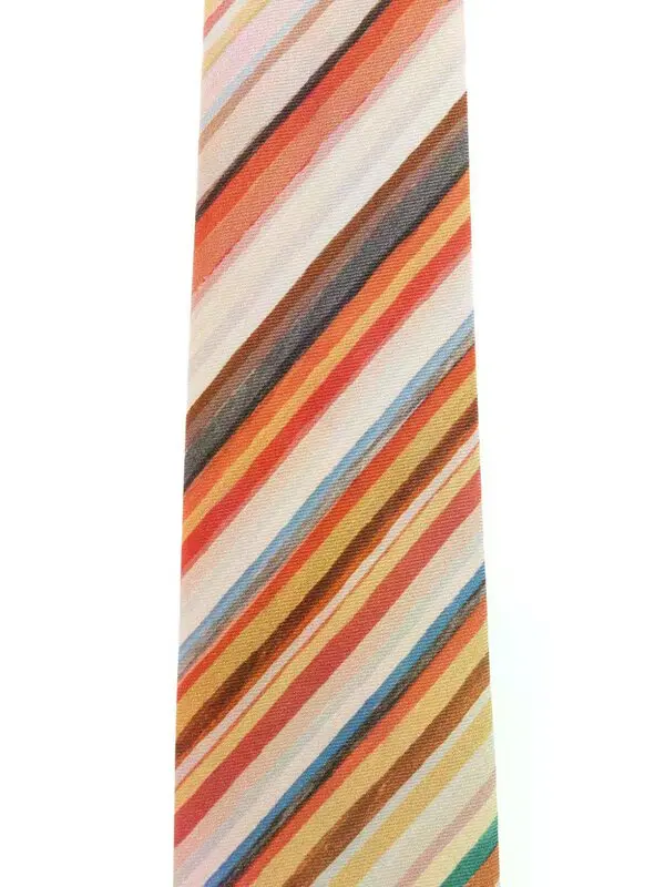 Paul Smith Striped Pointed Tip Neck Tie - Neutrals
