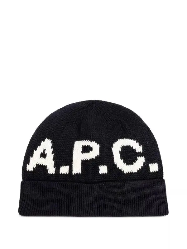 A.p.c. Lettering Knitted Beanie - Black