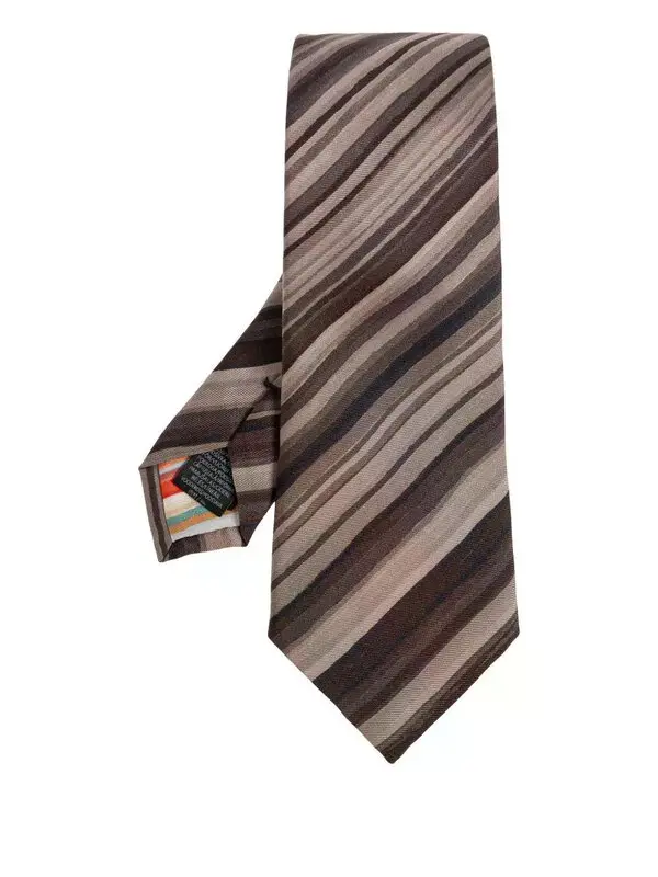 Paul Smith Striped Neck Tie - Brown