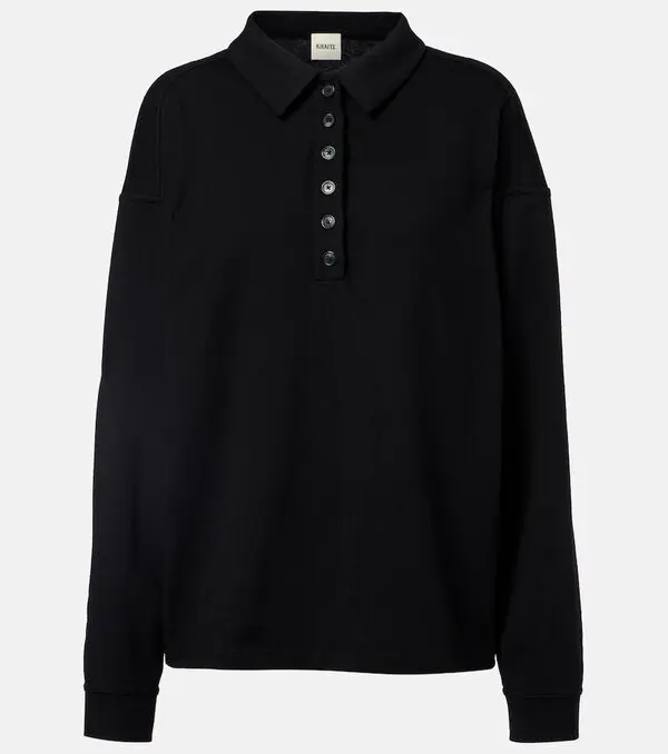 Khaite Faithful Silk Jersey Polo Sweater - Black