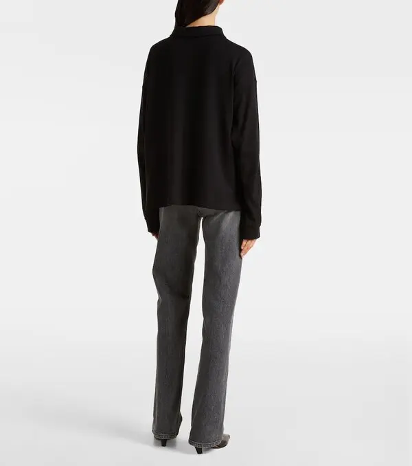Khaite Faithful Silk Jersey Polo Sweater - Black