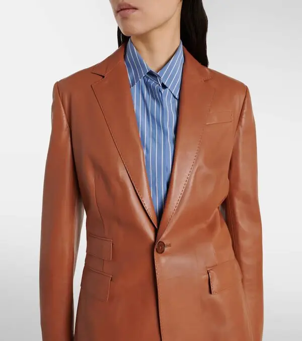 Ralph Lauren Parker Leather Blazer - Brown