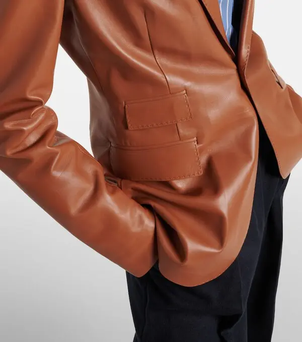 Ralph Lauren Parker Leather Blazer - Brown