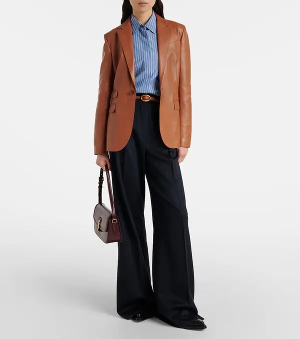 Ralph Lauren Parker Leather Blazer - Brown