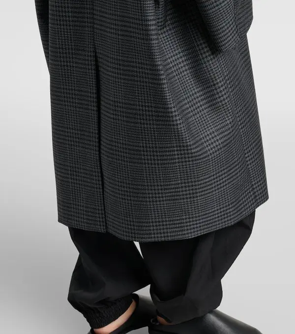 RÓHE Prince Of Wales Check Virgin Wool Coat - Black