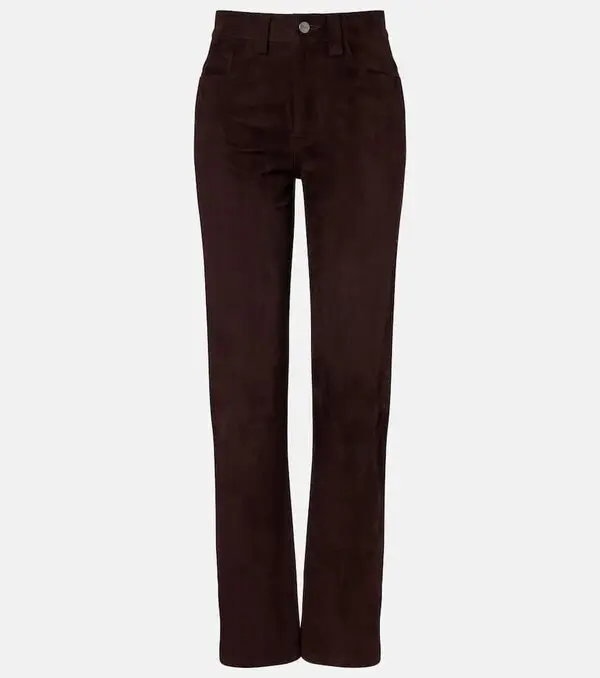 Khaite Callum High-rise Straight Suede Pants