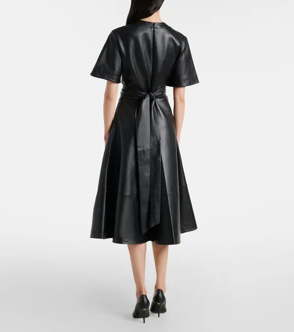 Altuzarra Gathered Leather Midi Dress
