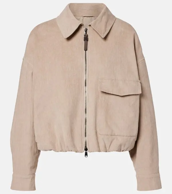 Brunello Cucinelli Corduroy Zip-up Jacket - Beige